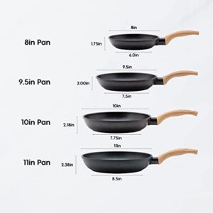 IRIS USA Cast Aluminum Nonstick Frying Pan Skillet with Soft Touch Handle, 11 inch Fry Pan