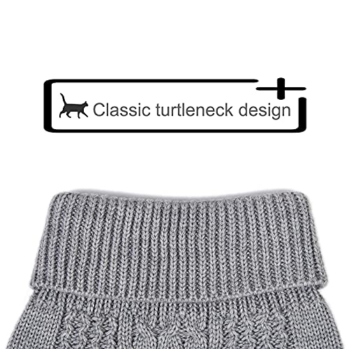 Jnancun Cat Sweater Turtleneck Knitted Sleeveless Cat Clothes Warm Winter Kitten Clothes Outfits for Cats or Small Dogs in Cold Season (Medium, Grey)