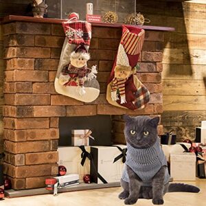 Jnancun Cat Sweater Turtleneck Knitted Sleeveless Cat Clothes Warm Winter Kitten Clothes Outfits for Cats or Small Dogs in Cold Season (Medium, Grey)