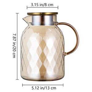 shenlan Glass Pitcher with Lid and Spout [60 oz],Borosilicate Glass Kettle,for Ice/hot Tea Maker,Beverage,Hot/Cold Coffee,milk and Juice Carafe