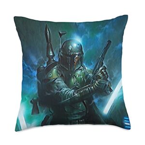 star wars classic boba fett battle ready throw pillow