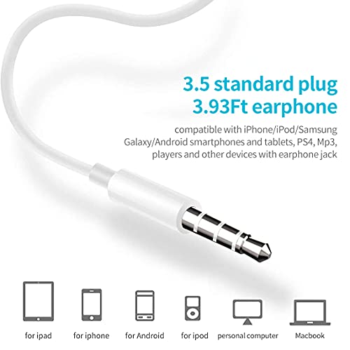 Wired Earbuds Pack of 4, in-Ear Wired Earphones with Microphone Volume Control, Powerful Heavy Bass, High Definition, Headphones Compatible with Android, iPhone, iPod, iPad, MP3 and Most 3.5mm Jack