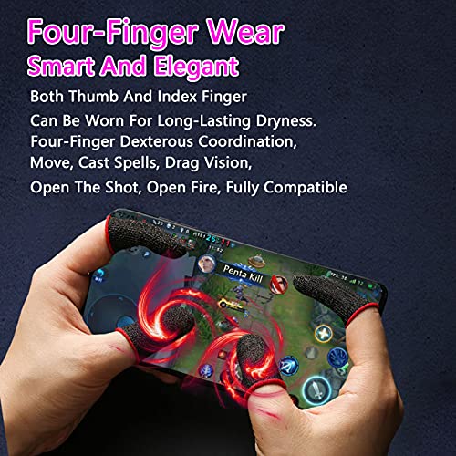 NIXBYO Gaming Finger Sleeves，8 Pieces，Anti-Sweat Breathable Using 24-Pin Silver Fiber Suitable for Most Touch Devices It Can Be Used with Both Large and Small Fingers (Black)