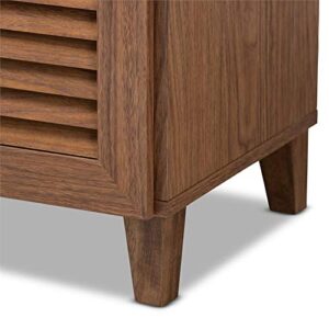 BOWERY HILL Wood 11-Shelf and Drawer Shoe Cabinet in Walnut Brown