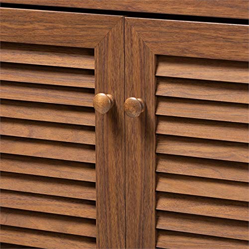 BOWERY HILL Wood 11-Shelf and Drawer Shoe Cabinet in Walnut Brown