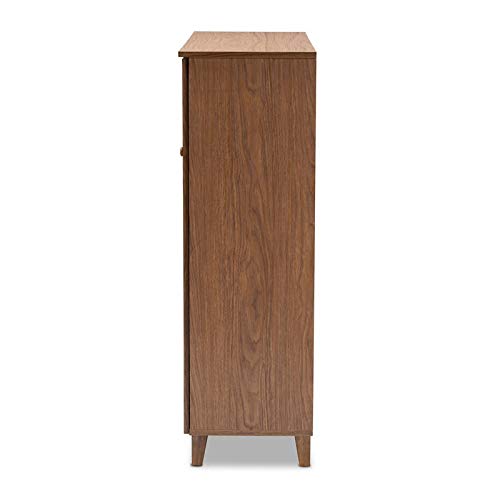 BOWERY HILL Wood 11-Shelf and Drawer Shoe Cabinet in Walnut Brown