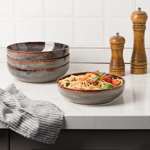 KYBSCZ 30oz Pasta bowls set - 8" serving bowls - salad bowls set of 4 - Large ceramic bowls - Dinner bowls - Microwave safe bowls