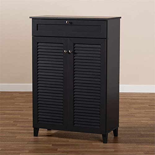 BOWERY HILL Wood 5-Shelf and Drawer Shoe Cabinet in Dark Gray