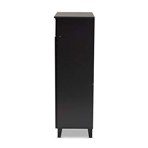 BOWERY HILL Wood 5-Shelf and Drawer Shoe Cabinet in Dark Gray