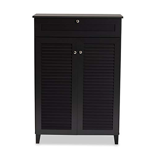 BOWERY HILL Wood 5-Shelf and Drawer Shoe Cabinet in Dark Gray