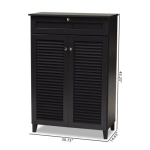 BOWERY HILL Wood 5-Shelf and Drawer Shoe Cabinet in Dark Gray