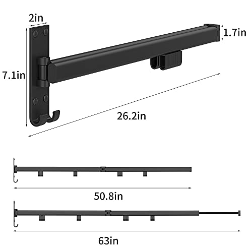 GANCHUN Wall Mounted Space-Saver Clothes Hanger, Clothes Drying Rack, Retractable Folded with Towel Bar,Strong Load-Bearing Easy Installation Design, Balcony, Mudroom, Laundry, Bedroom