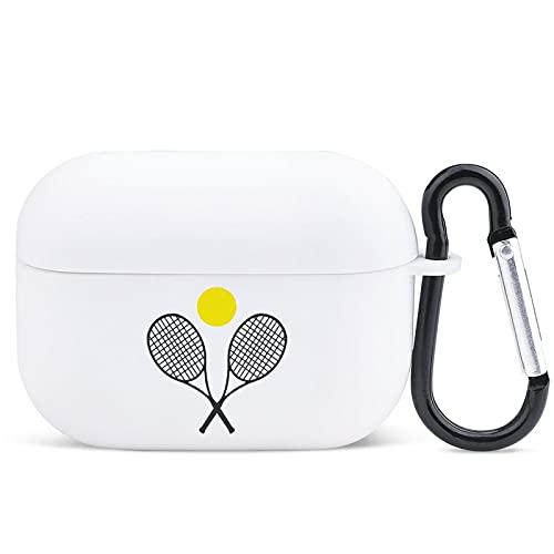 Tennis Racket Ball Print Apple Airpod Pro AirPods Case Protective Silicone Charging Cover with Keychain for Men Women