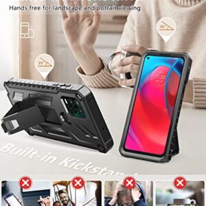 SOiOS for Motorola Moto G Stylus 5G Case: Built-in Screen Protector Kickstand Full Body Dual-Layer Protective Shockproof Heavy-Duty Military Grade Tough Rugged Phone Cover (NOT 2022) Black