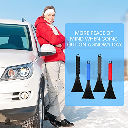 4 Pieces Ice Scraper for Car Windshield Plastic Snow Frost Ice Removal Tool with Foam Handle for Cars Trucks Window