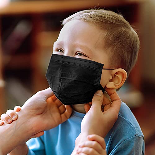 BLScode Face Mask for Kids, 100pcs Individually Packed Black Protective Masks for Kids School Daily