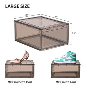 NA Shoe Boxes Clear Plastic - Stackable Sneaker Shoe Container Drop-front Shoe Display Case for Closets, Entryway Shoe Rack, Clothing Rack, Bed, Easy Assembly (3PCS)