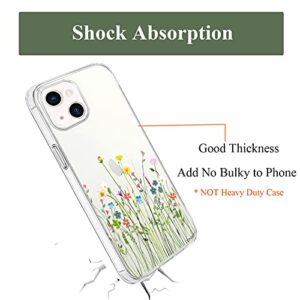 Unov Case Compatible with iPhone 13 Case Clear with Design Embossed Floral Pattern Soft TPU Bumper Slim Protective 6.1 Inch (Flower Bouquet)