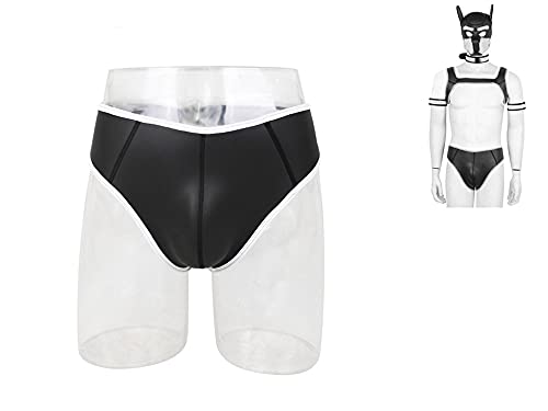 OnundOn Doggy Costume Puppy Panties for Petplay Brief for Cosplay Boxer Short Underwear for Games (White, Only Brief)