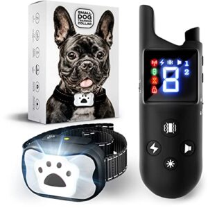 small size dog training collar with remote for small dogs with led light - perfect for small dogs 5-15lbs - waterproof & 1000 feet range