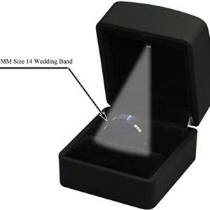 LED Black Ring Box for Proposal, Wedding, Engagement, Birthday, Valentine' Day, Mother's Day, Father's Day, Christmas...Luxury Arc Shaped Top Design LED Ring Jewelry Gift Box with Light for Men for Women for Girls Box Dimension 2.28〞(W)*2.48〞(D)*1.65〞(