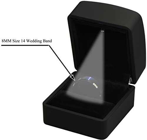 LED Black Ring Box for Proposal, Wedding, Engagement, Birthday, Valentine' Day, Mother's Day, Father's Day, Christmas...Luxury Arc Shaped Top Design LED Ring Jewelry Gift Box with Light for Men for Women for Girls Box Dimension 2.28〞(W)*2.48〞(D)*1.65〞(