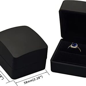 LED Black Ring Box for Proposal, Wedding, Engagement, Birthday, Valentine' Day, Mother's Day, Father's Day, Christmas...Luxury Arc Shaped Top Design LED Ring Jewelry Gift Box with Light for Men for Women for Girls Box Dimension 2.28〞(W)*2.48〞(D)*1.65〞(