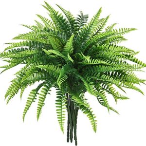 artflower 6 pcs artificial shrubs fake boston fern plants natural fern bushes uv resistant greenery bunches faux plants shrubs for home office veranda garden indoor outdoor decor, green