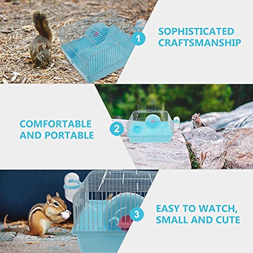 Balacoo Hamster Habitat Cage Small Animals Hideaway Hamster Exercise Wheel with Food Box Water Feeder Small Animal Cage Portable Pet Carrier for Outdoor Travel