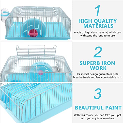 Balacoo Hamster Habitat Cage Small Animals Hideaway Hamster Exercise Wheel with Food Box Water Feeder Small Animal Cage Portable Pet Carrier for Outdoor Travel