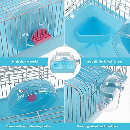 Balacoo Hamster Habitat Cage Small Animals Hideaway Hamster Exercise Wheel with Food Box Water Feeder Small Animal Cage Portable Pet Carrier for Outdoor Travel