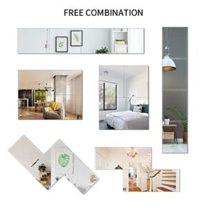 PETAFLOP Glass Full Body Wall Mirror Tiles, 4PCS 11x14 Inch Self Adhesive Full Length Home Gym Mirror, Frameless Glass Mirror for Bedroom Living Room Dorm