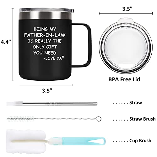 GINGPROUS Being My Father-in-Law Stainless Steel Coffee Mug, Father's Day, Birthday, Christmas Gift for Father in Law, Dad, Father, Step Dad, Daddy, Insulated Coffee Mug with Lid and Handle, Black