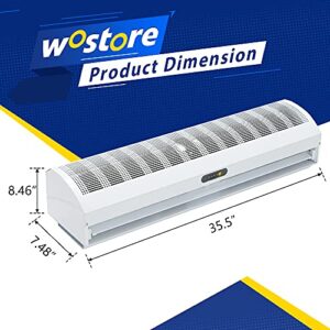 Wostore 36' Air Curtain 3 Speeds Commercial Indoor Industrial Househould Air Fan with Remote Control and Magnetic Door Switch