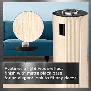 Rowenta Urban Cool Silent Tower Fan with 3 speeds, oscillation, remote control, timer, 3 Speeds, Black + Wood Effect