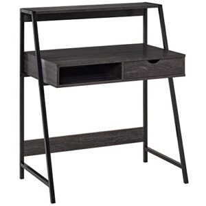 homcom home office desk, computer desk for small spaces, writing table with drawer and storage shelves, grey