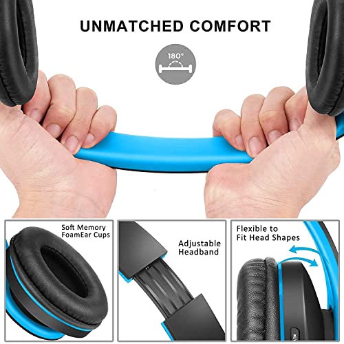 ZIHNIC 2 Items,1 Black Blue Over-Ear Wireless Headset Bundle with 1 Rose Gold Foldable Wireless Headset