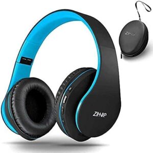 ZIHNIC 2 Items,1 Black Blue Over-Ear Wireless Headset Bundle with 1 Rose Gold Foldable Wireless Headset