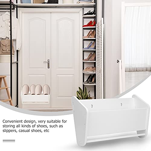 Angoily Wall Mounted Shoes Rack Simple Hanging Shoe Organizer Door Back Shoe Hangers Sneakers Holder Storage Shelf for College Dorm Room Accessories 40cm White