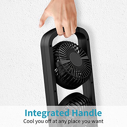 Dr. Prepare Oscillating Tower fan, 15'' Portable Desk Fan Battery Operated with 270° Tilt, 105° Oscillation, 3 Speeds, Quiet Rechargeable Small Table Fan for Bedroom, Office, Home, Camping, Outdoor