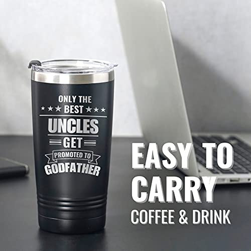 Onebttl Godfather Gifts, 20oz Stainless Steel Insulated Travel Mug, Funny Gift Idea for the Best Godfather for Christmas, Birthday - ONLY The Best Uncles GET Promoted to Godfather