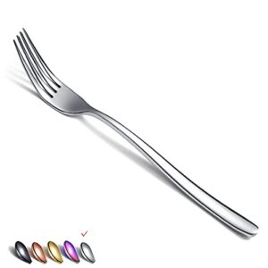 dinner forks 6 piece, stainless steel forks silverware set, dessert forks, table forks, salad forks for home, kitchen or restaurant, dishwasher safe (silver-8 inch)