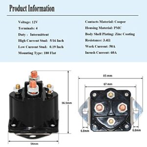 Holdia Winch Solenoid Relay Fit for Warn 12 Volt Heavy Duty 28396 15-487 440262 546-033 1231A WS487