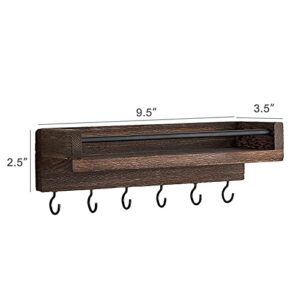 Mkono Wall Mounted Wine Rack and Key Holder with 6 Hooks