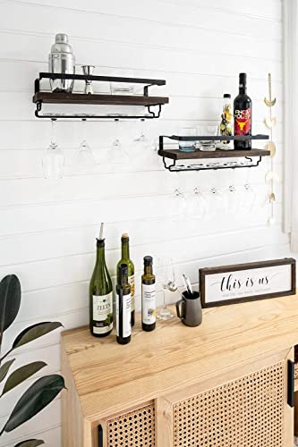 Mkono Wall Mounted Wine Rack and Key Holder with 6 Hooks