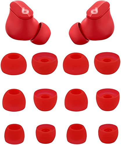 ALXCD Ear Tips Compatible with Beats Studio Buds, S M L 3 Sizes 6 Pairs Soft Silicon Earbuds Tips Eartips, Replacement for Beats Studio Buds, 6 Pairs, Red