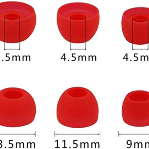 ALXCD Ear Tips Compatible with Beats Studio Buds, S M L 3 Sizes 6 Pairs Soft Silicon Earbuds Tips Eartips, Replacement for Beats Studio Buds, 6 Pairs, Red