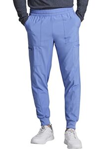 dickies eds essentials men scrubs pant mid rise jogger dk223, m, ciel