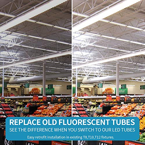 LED Shop Light Fixture, 8FT, 120W 14400LM 6000K, Cold White, V Shape, Clear Cover, High Output, Linkable Shop Lights, T8 LED Tube Lights, LED Shop Lights for Garage Warehouse 8 Foot (25-Pack)