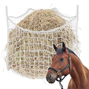 flkqc full day slow feed hay net bag horse feeding large feeder bag with small holes feed horse reduces horse feeding anxiety and behavioral issue(36" length x 23.6" width)